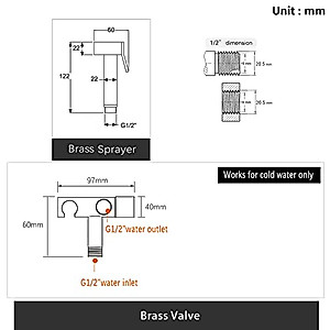 MINJING Handheld Bidet Sprayer Kit White, Solid Brass Body Cloth Diaper Sprayer for Toilet, Wall Mount Bathroom Douche Kit, Single Cold Bidet Faucet for Personal Hygiene