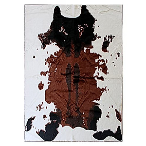 Masada Rugs, Faux Fur Cowhide Area Rug Brown Black White (3 Feet X 5 Feet)