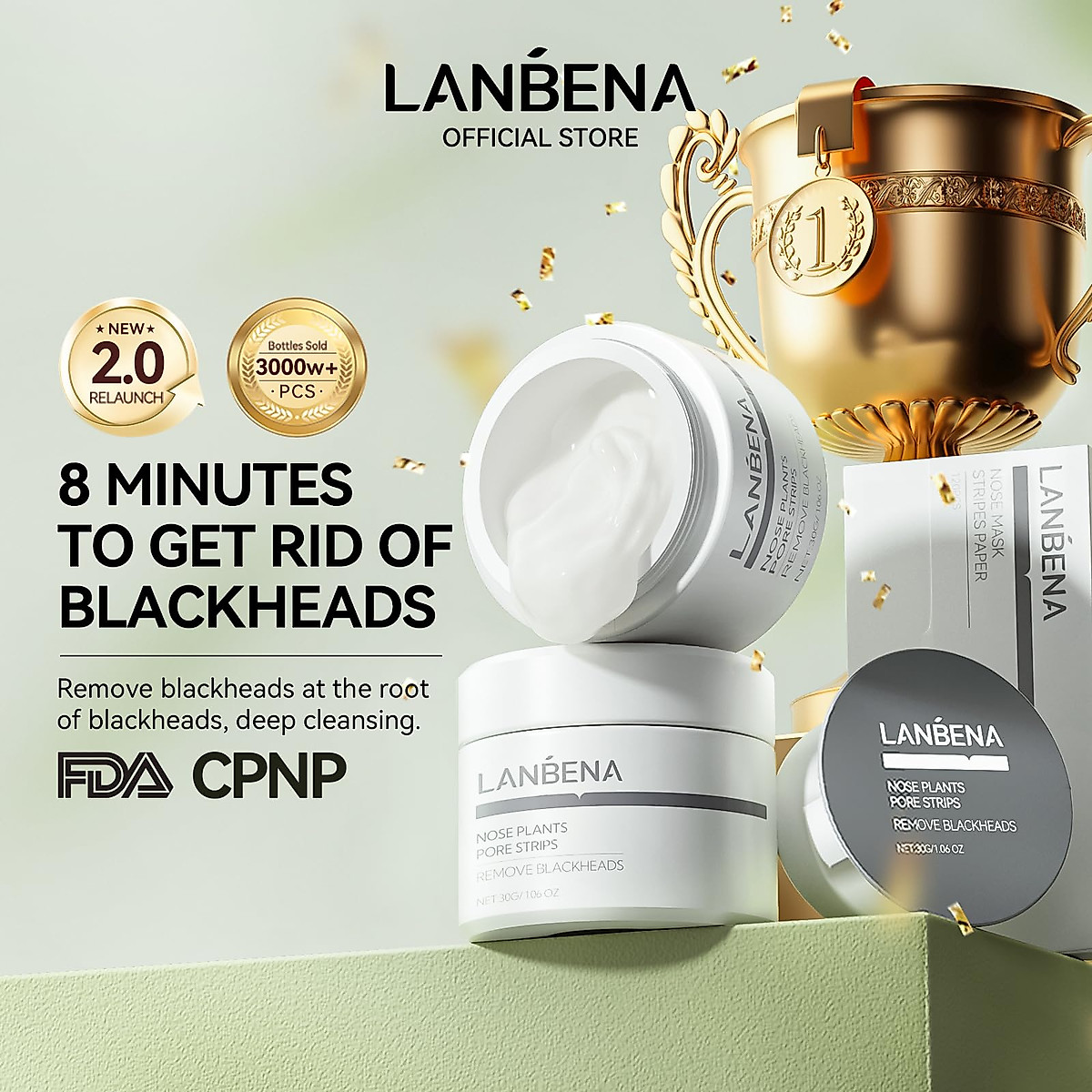 LANBENA Blackhead Remover Black Mask Charcoal Mask Peel off Mask Facial Pore Cleanser Purifying Face Mask Nose strips 1.06 Ounce