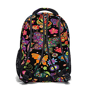 Colorful Butterfly Backpack Mandala Paisley Style Bookbag for Student Beautiful Butterflies Daypack School Book Bag With Water Bottle Pocket for Teens Boys Girls