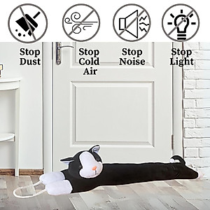 Evelots Under Door Cat Draft Stopper - Weighted - Keep Cold Air, Warm Air Out - Odor, Noise, Dust, Wind Blocker - Great for Window - Full 38 Inch Long - Heavy Duty Kitty Cat - Hanging Loops