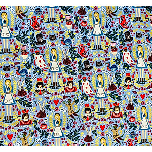 Wonderland - Rifle Paper Co - Periwinkle Metallic Fabric - Cotton+ Steel - Quilting Cotton Fabric - AB8013-002 1/2 Yard 44