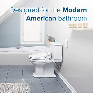 Brondell Swash SE600 Bidet Toilet Seat, Fits Elongated Toilets, White - Oscillating Stainless-Steel Nozzle, Warm Air Dryer, Ambient Nightlight