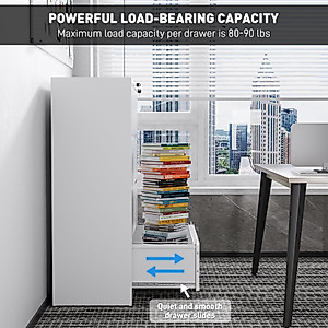 WIILAYOK Lateral File Cabinet, 4 Drawer Metal Lateral Filing Cabinet with Lock, File Cabinet for Home Office fits Letter/Legal/A4 Size