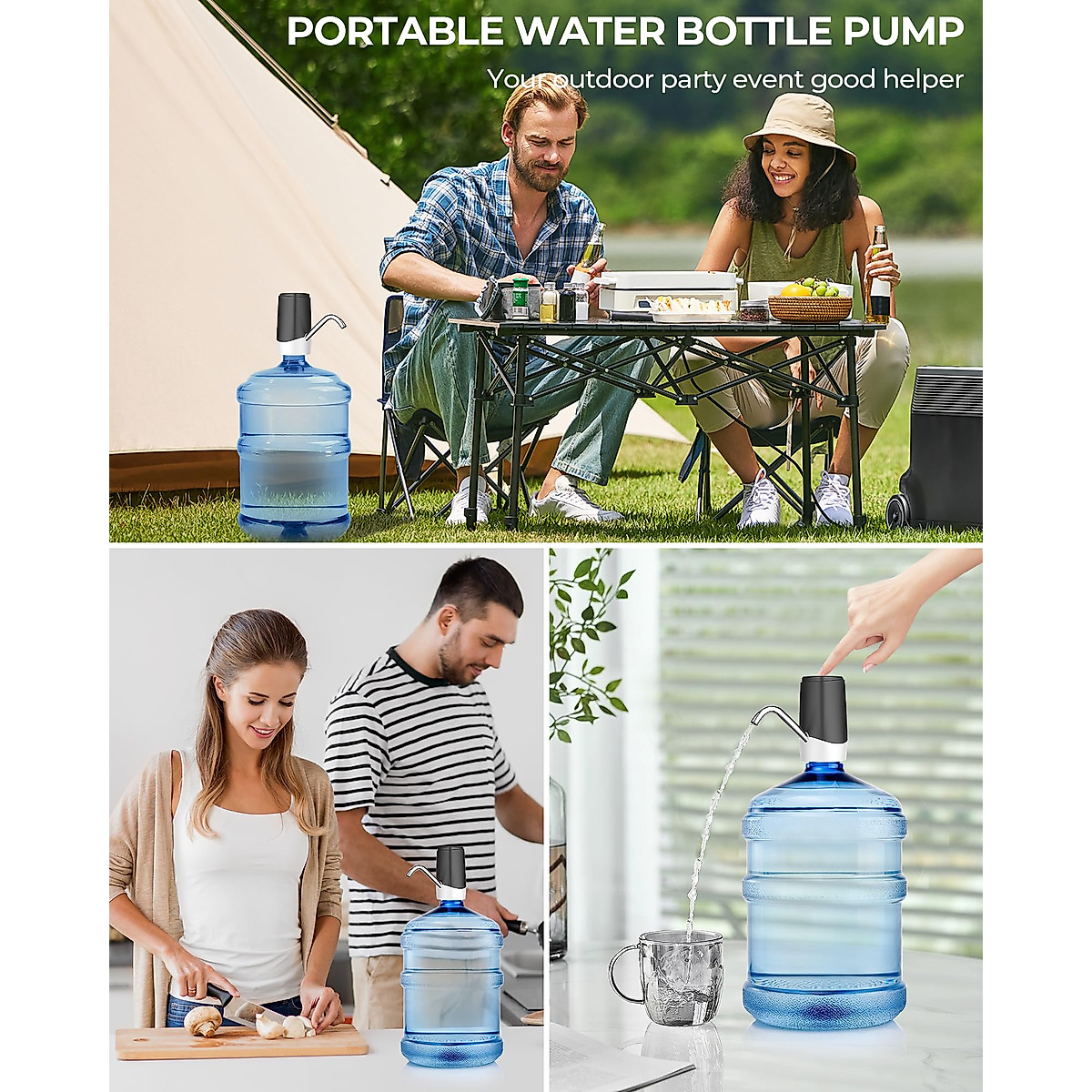 Water Dispenser Pump, USB Charging Automatic Drinking Water Pump for Mini Water Jug Dispenser Portable, Ideal for Home Kitchen Living Room Office Camping