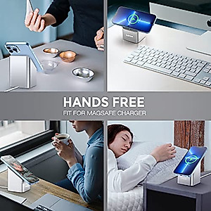 Lucrave Phone Stand for MagSafe Charger, Aluminum Desk Phone Holder Dock for MagSafe Charger, Compatible with iPhone 14 13 12 Mini Plus Pro Pro Max, MagSafe Charger is Not Included, Silver