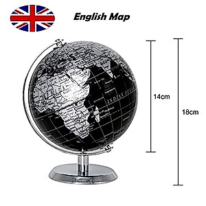 Exerz World Globe Black Dia 5.5-inch - Mini Educational Globe of Earth - Metal Base - Metallic Black