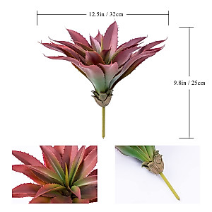 Veryhome Succulents Plants Artificial Aloe Plant, 12.5Inch Large Faux Succulents Unpotted, Premium Crafting DIY Greenery Decor for Indoor & Outdoor(Red)