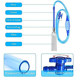 Number-One Fish Tank Cleaner, Aquarium Water Changer Gravel Filter Aquarium Siphon Vacuum Pump Water Changing Sand Washing Adjustable Water Flow with Inbuilt Strainer Outlet Valve Pumping Airbag