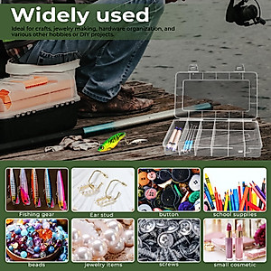 Neworkg 2 Pack Tackle Box Organizer, Plastic Organizer Box for Crafts, 6 Grids Transparent Storage Box, Beads Earrings, Screws and Mascara Brushes