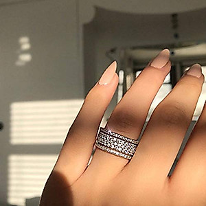 Gixaxak 925 Sterling Silver Cubic Zirconia Eternity Engagement Wedding Bands Wedding Ring Anniversary Eternity Bands 3 Band Width Rings CZ Engagement Bridal for Women 6