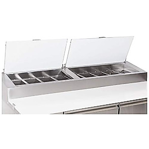 PEAKCOLD Stainless Steel Double Door Refrigerated Pizza Prep Table; 71" W