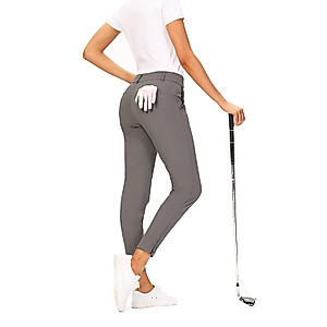 Hiverlay Womens pro Golf Pants Quick Dry Slim Lightweight Work Pants with Straight Ankle Also for Hiking or Casual Ladies，Gray-l