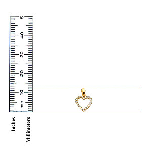 TGDJ 14k White OR White Gold Open Heart CZ Charm Pendant (Yellow-Gold)