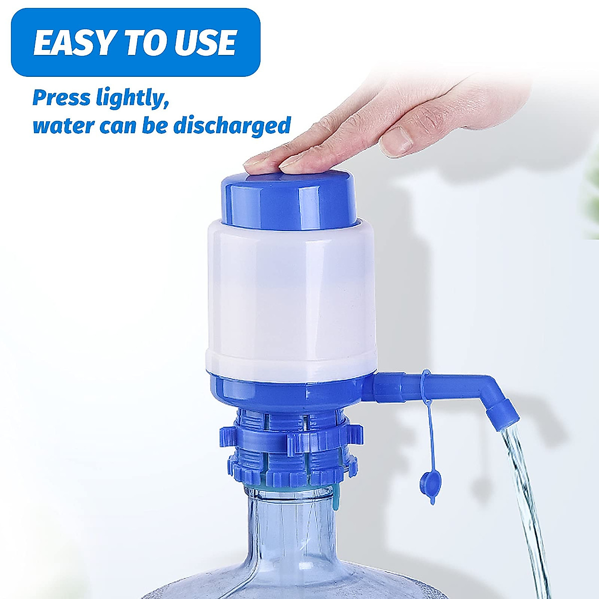 2 Pack Portable Manual Water Pump 5 Gallon, Water Jug Dispenser Bottle Pump Drinking Water Pump with an Extra Short Tube and Cap Fits Most 2-6 Gallon Water Coolers