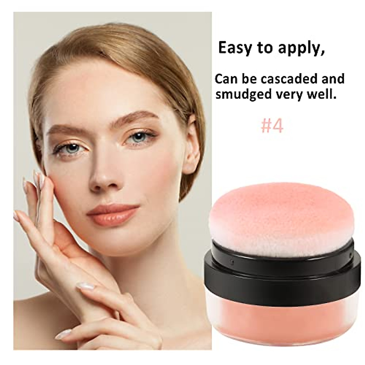 Boobeen Loose Powder Blush Air Cushion Blush, Natural Blusher for Cheeks, Highly Pigmented Blush Makeup Easy to Blend Makeup Blushin, All Day Wear