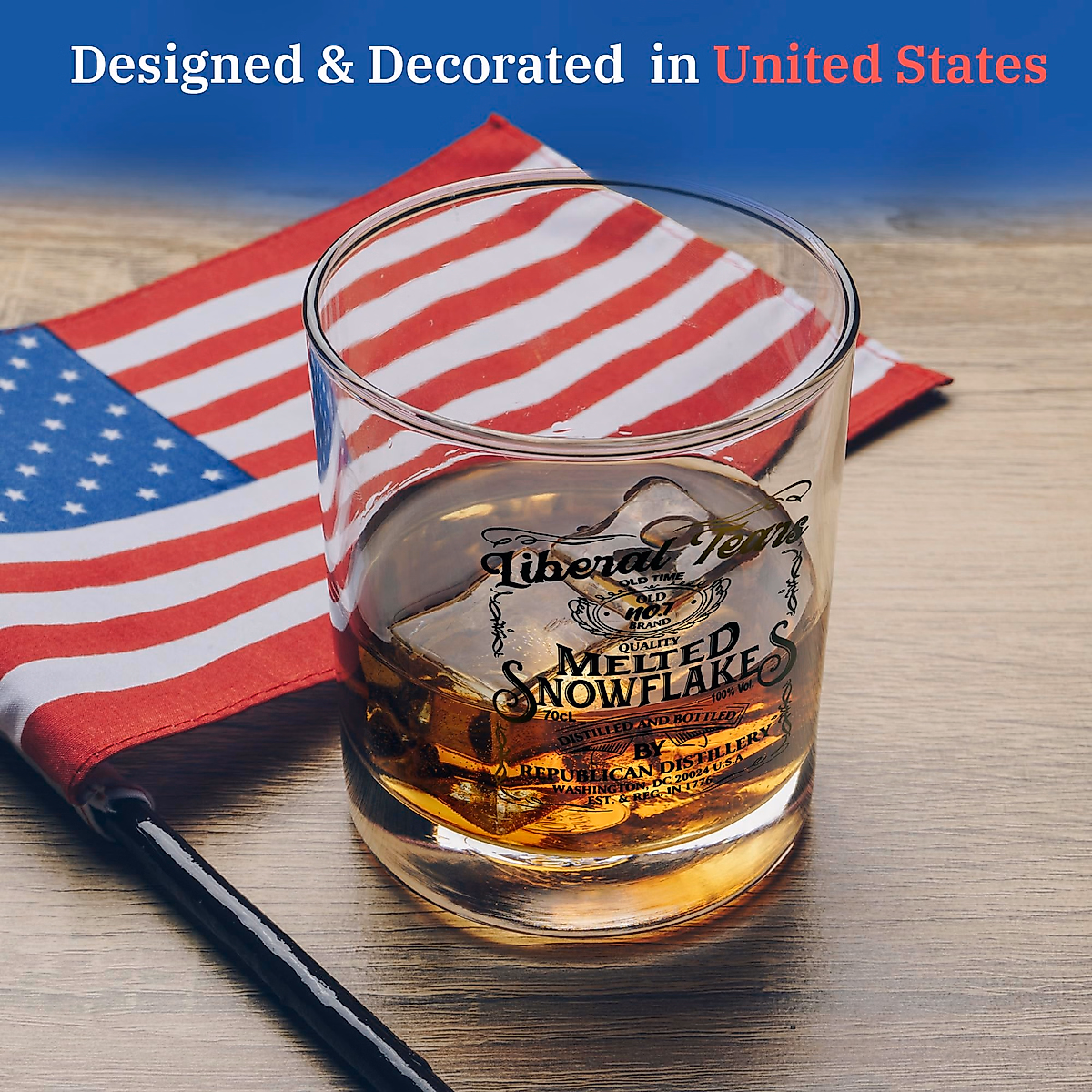 Patriots Cave - Liberal Tears Melted Snowflake Label Whiskey Glass | Republican Distillery Est. 1776 | Conservative Gifts For Men | Retirement Gifts for Old Men | Liberal Tears Wine Glass (11 oz)
