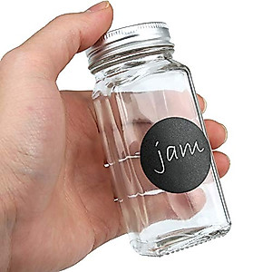 STONEKAE 25 Pcs Glass Spice Jars- Square Glass Containers With Square Empty Jars 4oz, Airtight Cap, Chalkboard & Clear Label, Shaker Insert Tops and Wide Funnel - Complete Organizer Set