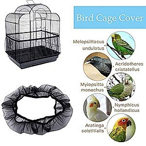 BSBMIEQM Universal Bird Cage Seed Catcher,Seed Catcher Guard Net Cover,Parrot Nylon Mesh Net Cover,Soft Airy Cage Net Stretchy Skirt for Round Square Cages(Circumference 50 inch to 90 inch，Black)…