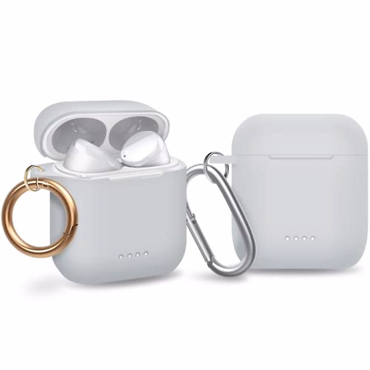 MOLOVA Protective Silicone Case Compatible with Tozo t6, Front LED Visible, Premium Accessory Shockproof tozo t6 Case Cover with Keychain. (Grey)