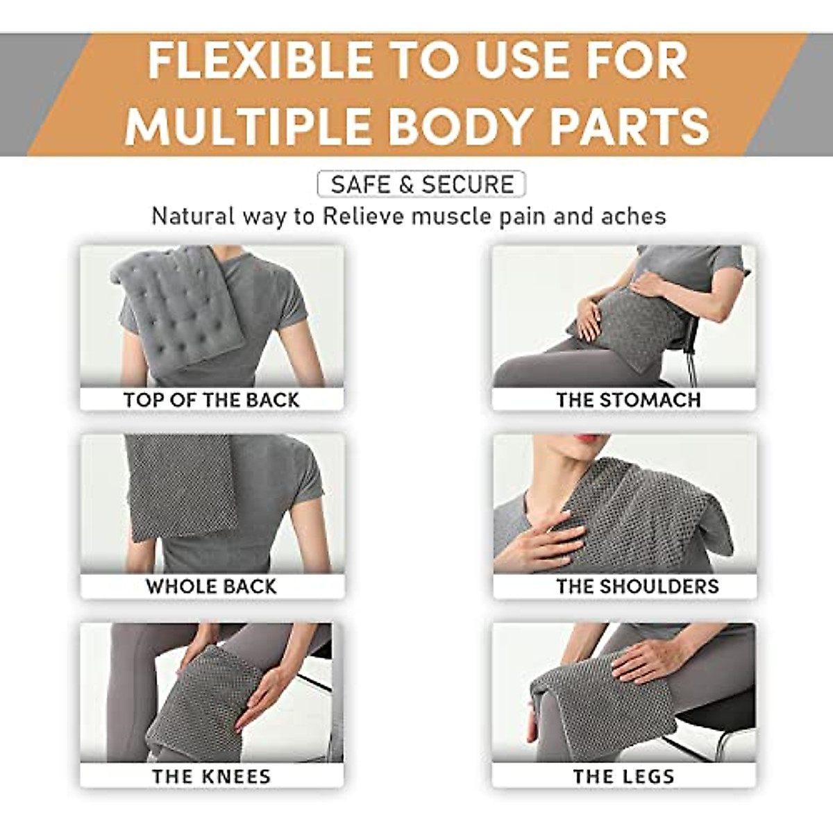 UNCN Wide Microwave Heating pad with Washable Cover 9 * 15" Microwavable Hot Pad for Neck Shoulder, Cramps, Back Cordless Warm Compress Weighted Moist Heat Pack for Aches, Unscented