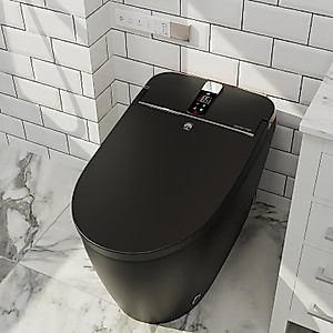 GIVINGTREE Black Smart Toilet with Auto Open Lid and Auto Flush, Modern Smart Tankless Instant Heating Toilet with Bidet Built in, Wireless RemoteControl and Smart Knob.