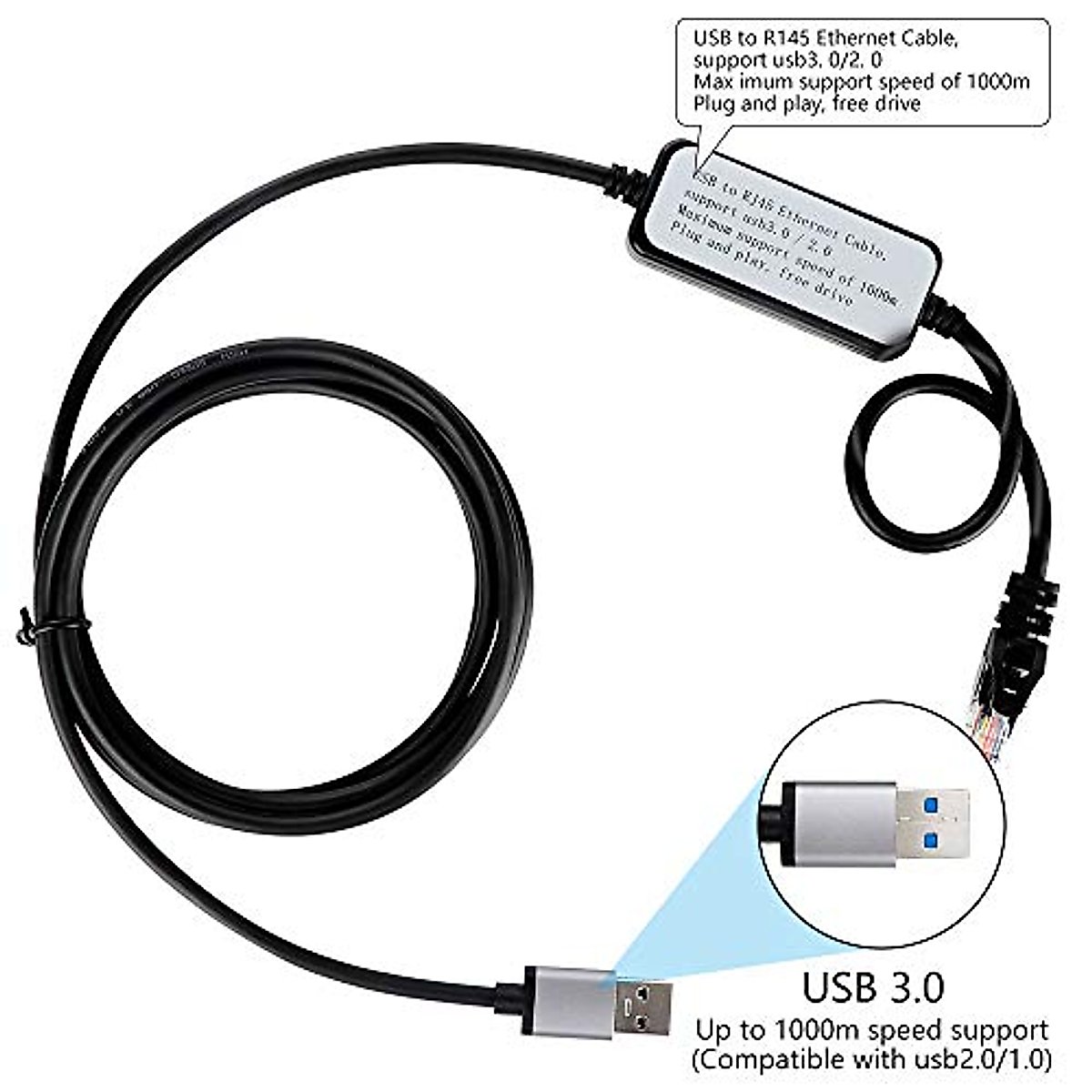 Moyina USB3.0 to RJ45 Gigabit Ethernet Network Cable for Switch, Router, Gateway, Modem with MacBook,Windows, Chromebook,Surface Pro, Linux