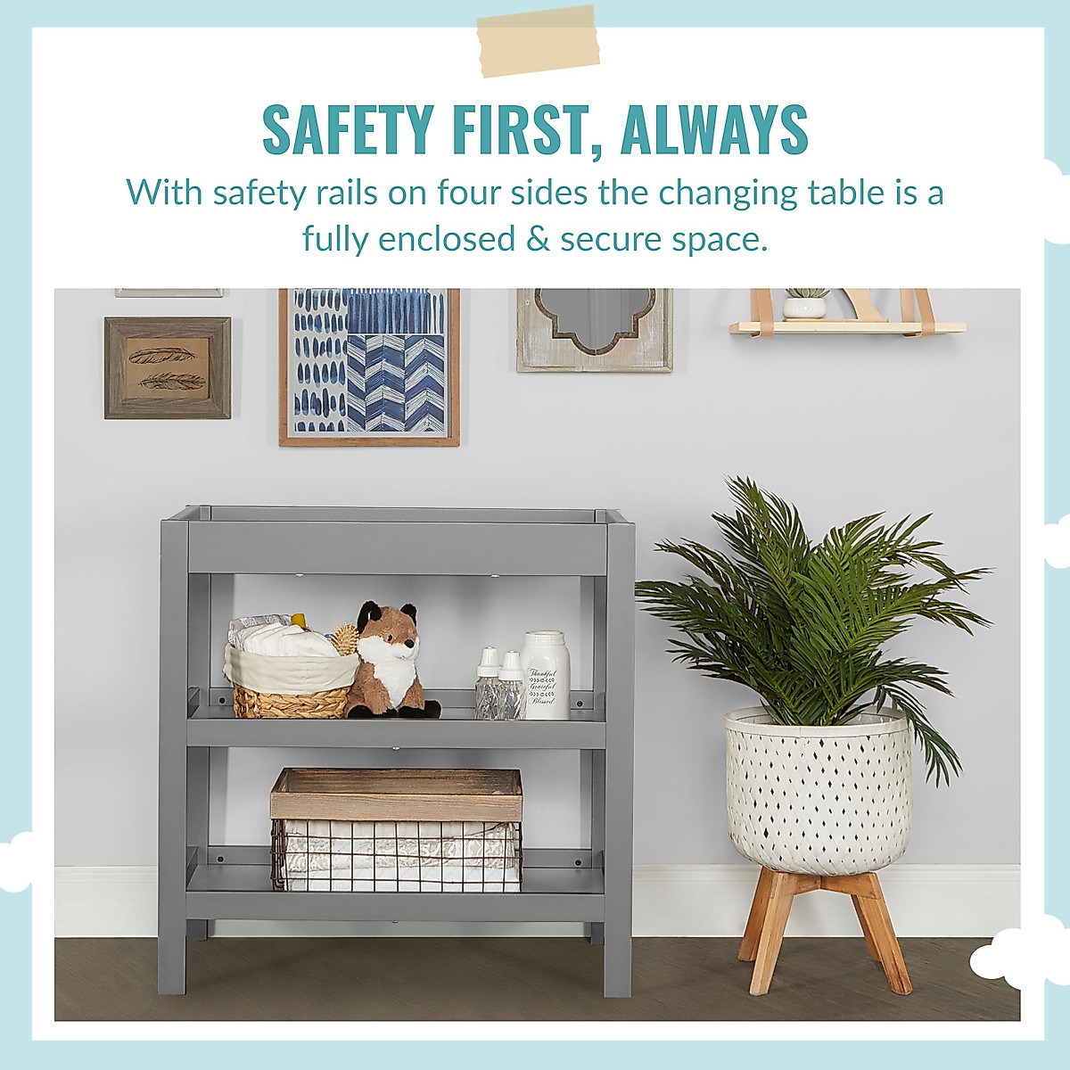 Dream On Me av2023-Dream table-a79f6f03 Ridgefield Changing Table in Storm Grey, 33.5x16x33.5 Inch (Pack of 1)