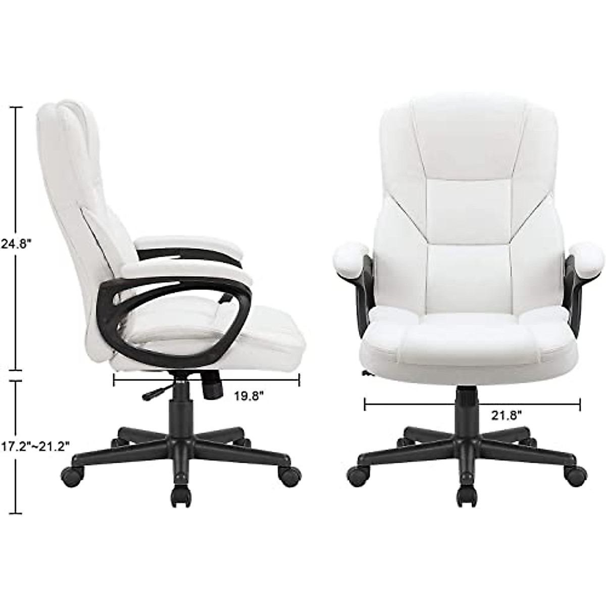 LETREM Office Chair Ergonomic for Lumbar Support Task Swivel,Ergonomic Executive Chair with Arms and Wheels Dining Room Computer Chair Learning Desk Chair Meeting Chair A/White/One Side