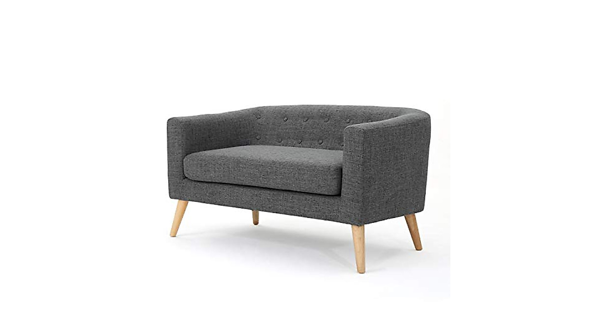 Shop the Bridie Mid-Century Loveseat in Grey Fabric