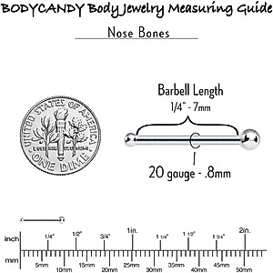 20 Gauge 1/4" Length 14k White Gold 1.5mm Ball Nose Bone Straight Nose Ring