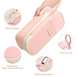 YOKUMA Pencil Case Cute Pencil Pouch for Girls Big Capacity Pen Bag Box, Kawaii Aesthetic College School Supplies for Student Teen Adults Preppy, Pink