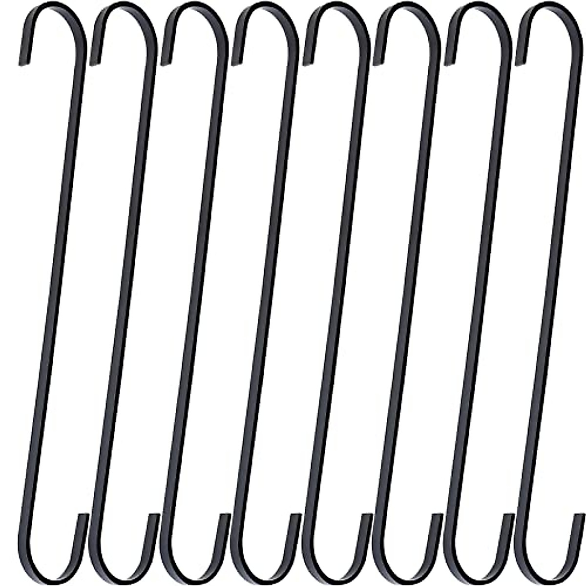 TUCEWP 8 Pack 12 Inch Large S Hooks Black Heavy Duty Hooks for Hanging Plants Long Metal Hook Hanger S Shaped Hooks for Hanging Closet，Pots and Pans，Basket,Bird Feeders, Garden Indoor Outdoor