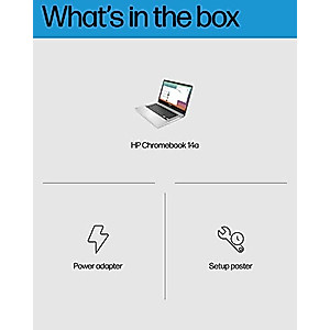 HP Chromebook 14 Laptop, Intel Celeron N4120, 4 GB RAM, 64 GB eMMC, 14" HD Display, Chrome OS, Thin & Portable, 4K Graphics, Long Battery Life, Ash Gray Keyboard (14a-na0210nr, 2022, Mineral Silver)