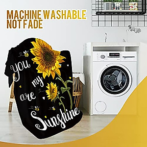 Levens Sunflower Blanket Gifts for Women Girls Mom, You are My Sunshine Decoration for Home Bedroom Living Room All Seasons, Soft Fluffy Lightweight Throw Blankets Black 50"x60"