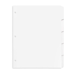 Blue Summit Supplies 3 Ring Binder Dividers with Reinforced Edge, 1/5 Cut Tabs, Letter Size, 3 Hole Punch Section Index Dividers for Binders, White, 100 Page Divider Pack