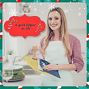 6 Pcs Christmas Swedish Kitchen Dishcloths White Blue Xmas Tree Snowflake Snowman Reindeer Dish Towel Reusable Fast Dry Kitchen Dishcloth for Christmas Winter Baking Cooking, 6.9 x 7.5 Inch