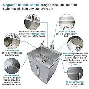 Transolid TC-2420-WC 24-in. All-in-One Laundry/Utility Sink Kit, White/Stainless Steel