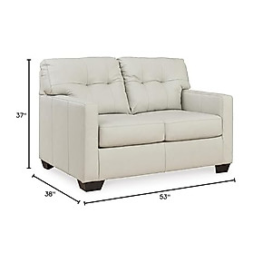 Signature Design by Ashley Belziani Modern Tufted Leather Match Loveseat, White