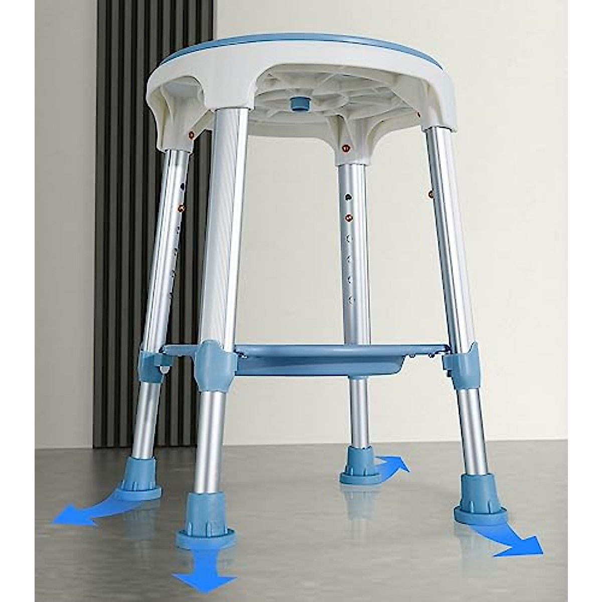 Realunisence Shower Chair for Inside Shower Swivel Shower Stools 300lb Adjustable Bathtub Chair Tool-Free Assembly Tub Seat Bench with Storage Tray for Seniors Elderly Handicap Disabled Blue