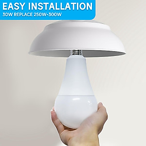 250-300W Equivalent LED Light Bulbs, 3000 Lumens Daylight White 5000K 30W A30 LED Bulbs for Garage, Warehouse, Workshop, Commercial, Office, Backyard, E26 Base Light Bulb Non-Dimmable, 2-Pack