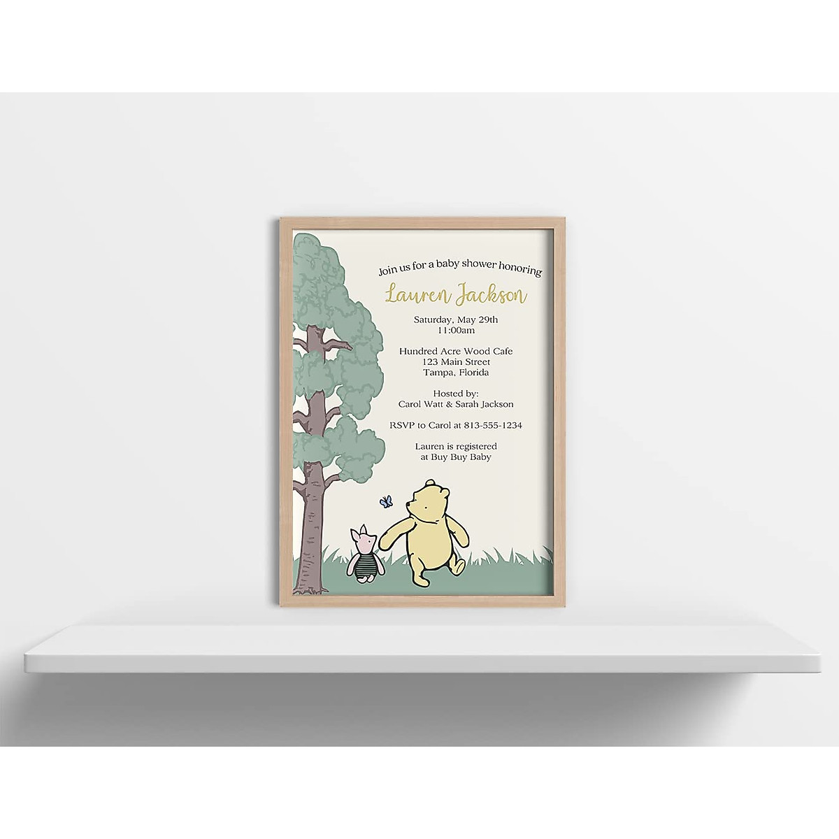 Winnie the Pooh Baby Shower Invitation Pooh Bear Piglet Cute Cartoon Vintage Nostalgic Unisex Gender Neutral Sprinkle Custom Printed Personalized Customized (12 count)