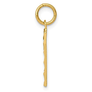 Solid 14k Yellow Gold Casted Medium Diamond-Cut Number 7 Charm Pendant - 22mm x 9mm