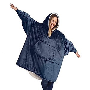 THE COMFY Original | Oversized Microfiber & Sherpa Wearable Blanket, Seen On Shark Tank, One Size Fits All (Blue)