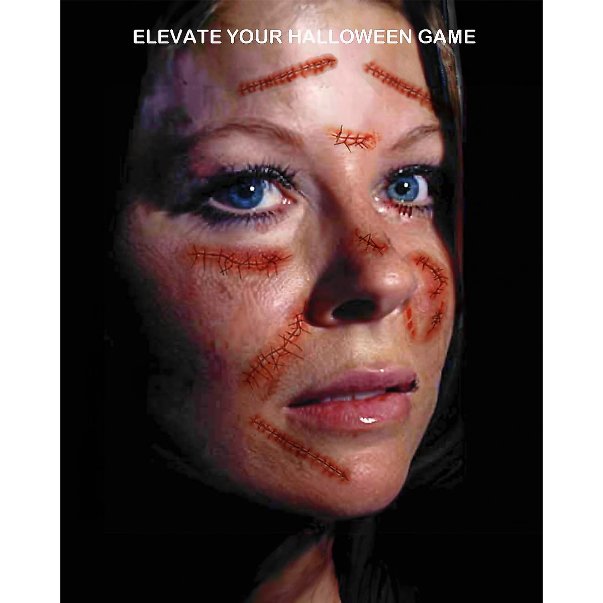 Horror Realistic Fake Bloody Wound Stitch Scar Scab Waterproof Temporary Tattoo Sticker Halloween Masquerade Prank Makeup Props