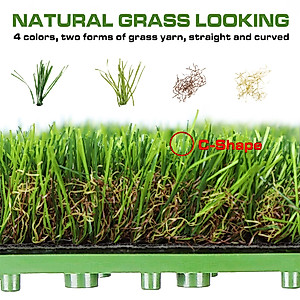 GLOBREEN Interlocking Artificial Grass Tiles 9 Pack, 12" x 12" Squares Fake Turf Grass Tiles Self-Draining for Deck, Patio, Dogs, Balcony, Backyard, Indoor Outdoor Flooring Decor