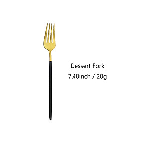 Snplowum 8-Piece Matte Black & Gold Dessert Fork, 7.48 Inch Daily Use Fork Set, Stainless Steel Fork For Dessert Appetizer Salad
