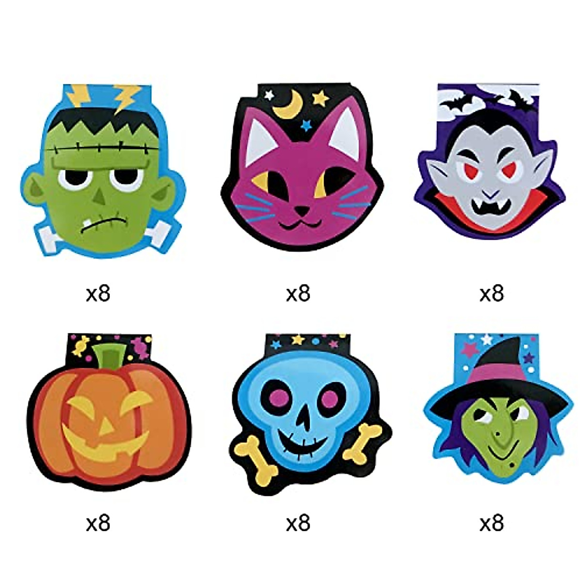 JOYIN 48 Pcs Halloween Spooky Characters Mini Notepad Set in 6 Designs, Halloween Note Pads Trick or Treat Gifts Set for Kids Halloween Party Favors Classroom Favors Halloween Goodie Bag Fillers