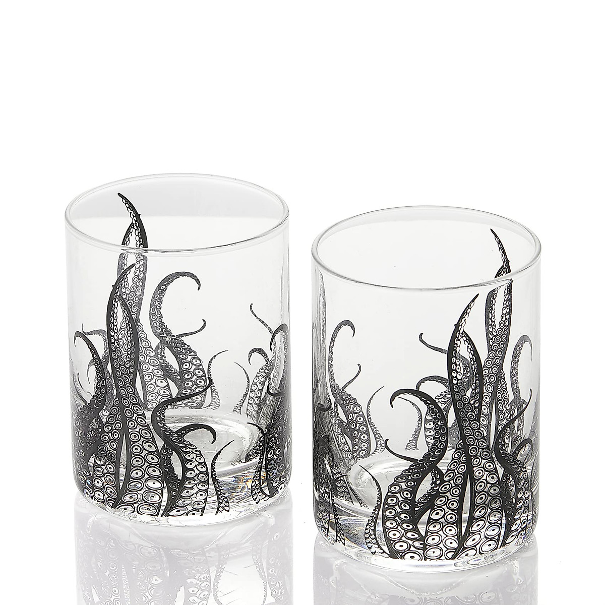 Octopus Tentacle Whiskey Glassware | Set of 2 | 9 OZ Handmade Craft Beer, Cocktail, Water, Bar Rock Glass - Kraken Tumbler Gift Set, Old Fashioned Rocks Glasses, Antique Design Extraordinary Detail