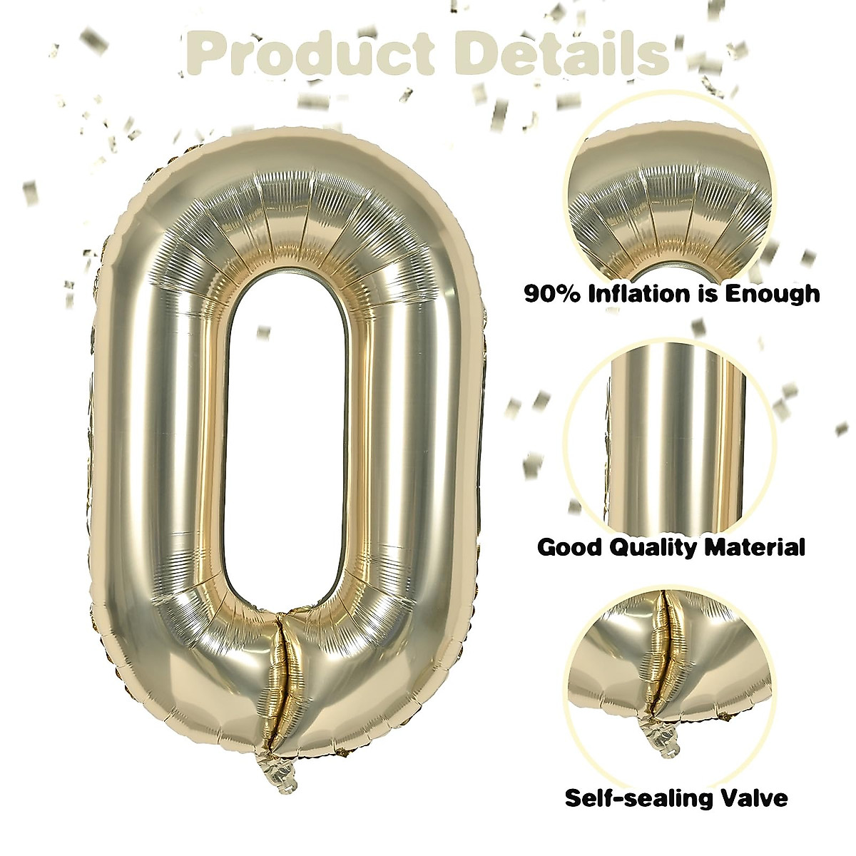 Champagne Gold 30 Balloons, Light Gold 30 Balloons, 40inch Number 30 Balloons Set, Gold Foil Star Heart Balloons With Long Balloons For 30th Birthday Party Graduation Anniversary 3rd Baby Shower Decor